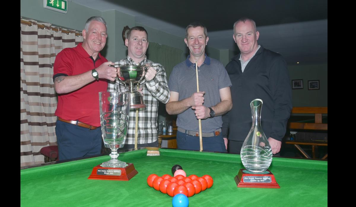 Trophy presented to Carrick-on-Suir snooker tournament winner ...