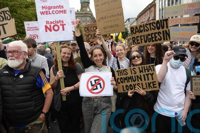 Anti-racism rally begins in Belfast after week of anti-immigration ...
