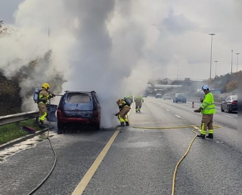 PHOTOS: Car bursts into flames on motorway near Dublin Airport - Tipperary Live