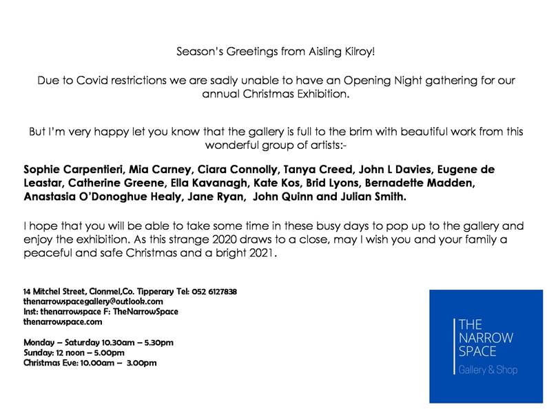 Christmas greetings from Tipperary art gallery The Narrow Space ...