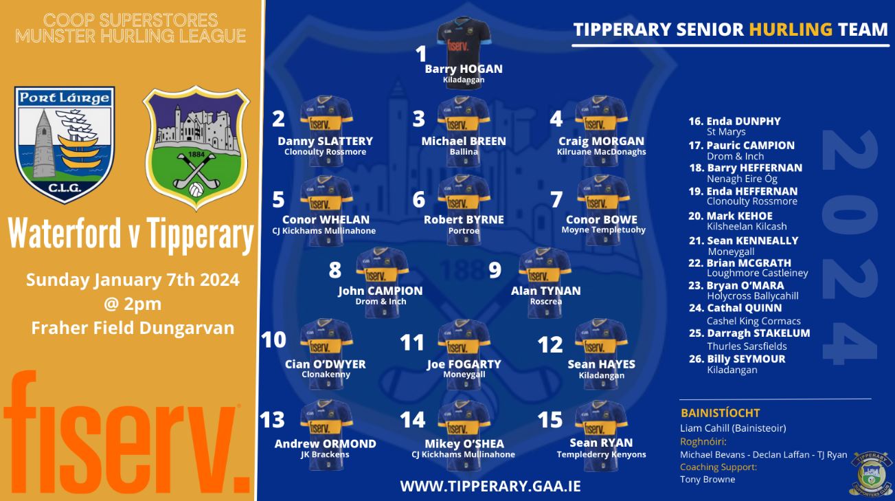 Plenty of new faces in Tipp senior hurling team to face Waterford this ...